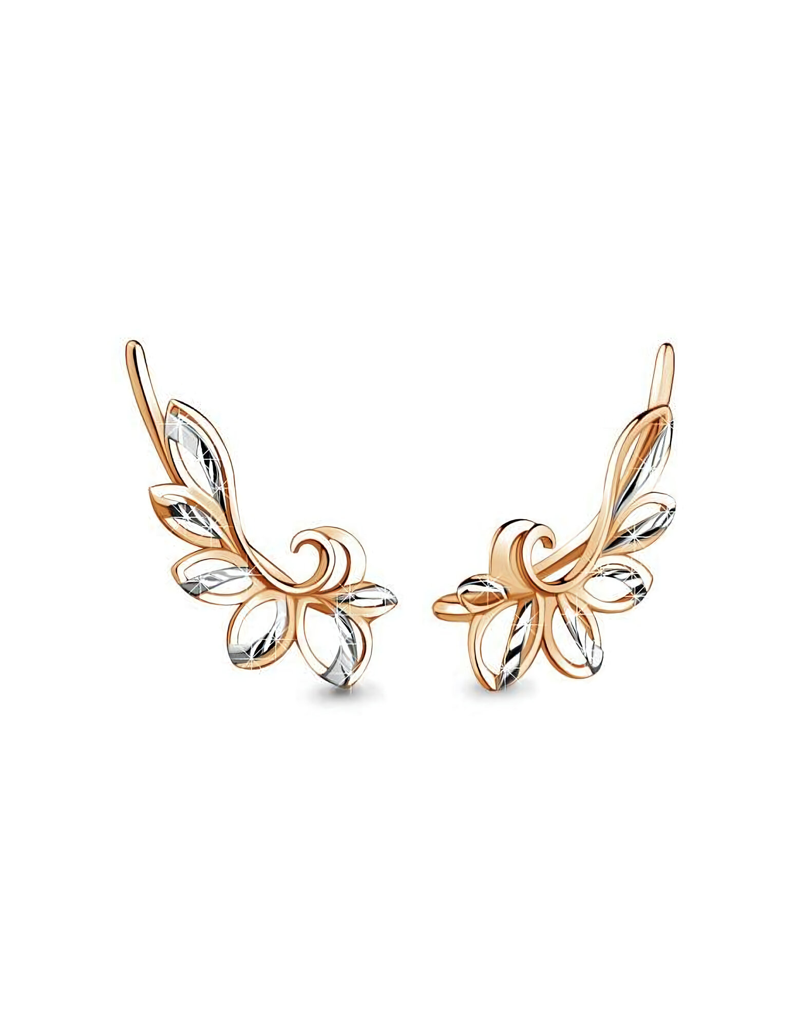 Серьги каффы, красное золото, 375 проба