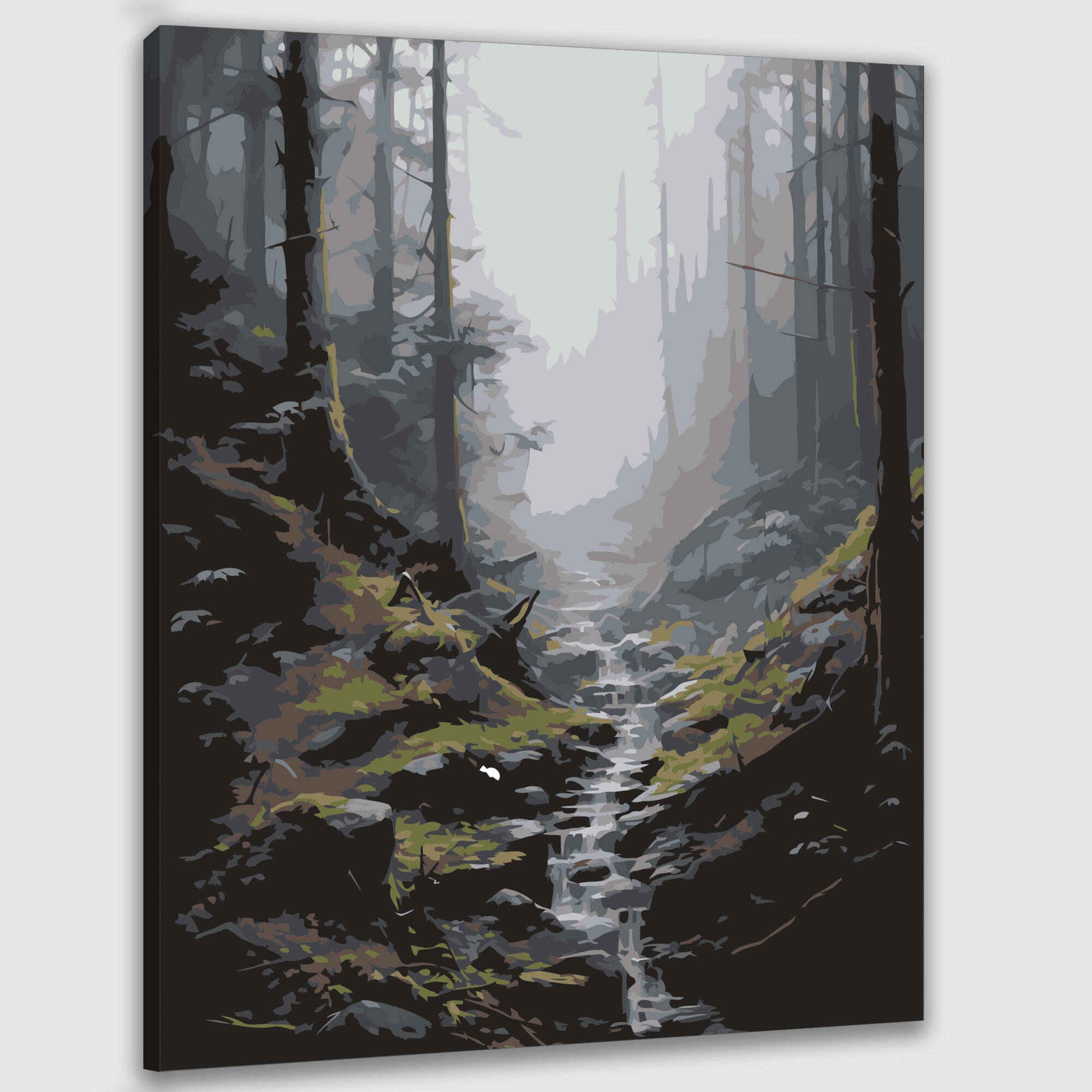 Картина по номерам 40x50 см, картина маслом, лесная тропа, туман, мягкая дымка, таинственность, интрига, спокойствие