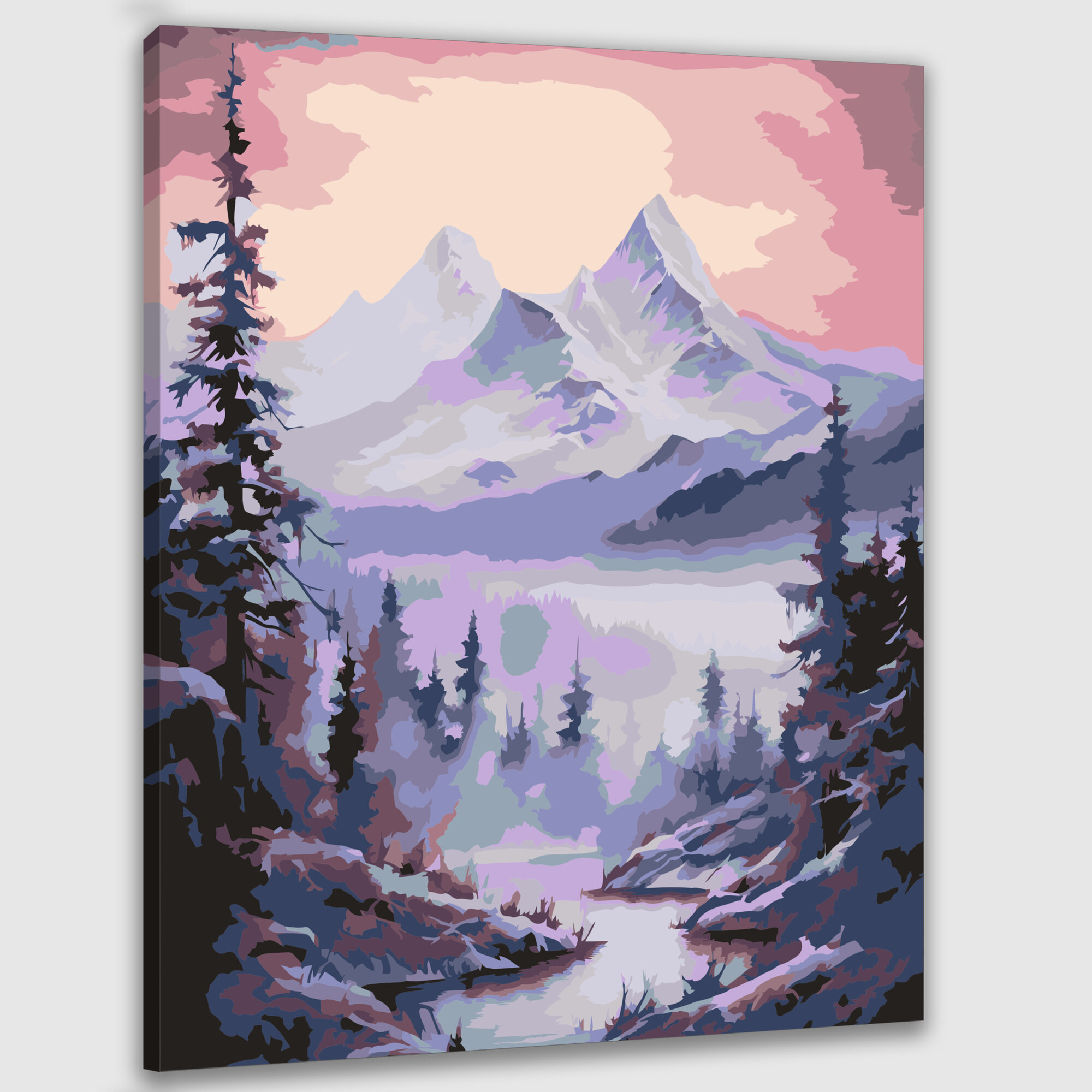 Картина по номерам 40x50 см, акварель, шедевр, горы, сумерки, волшебное очарование, яркие цвета, приглушенные цвета