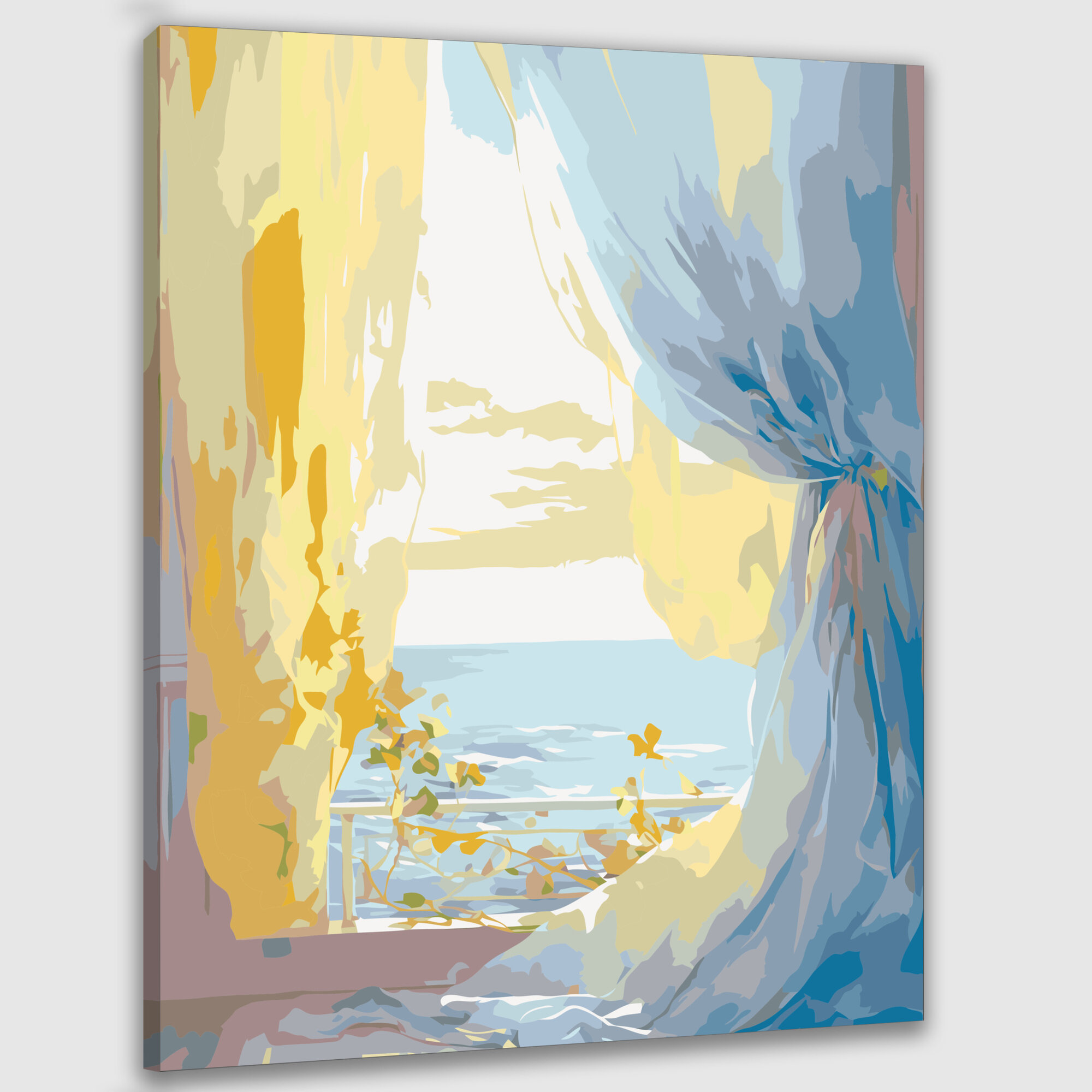 Картина по номерам 40x50 см, акварельная картина, танец солнечного света, лазурное море, мягкие мазки кисти