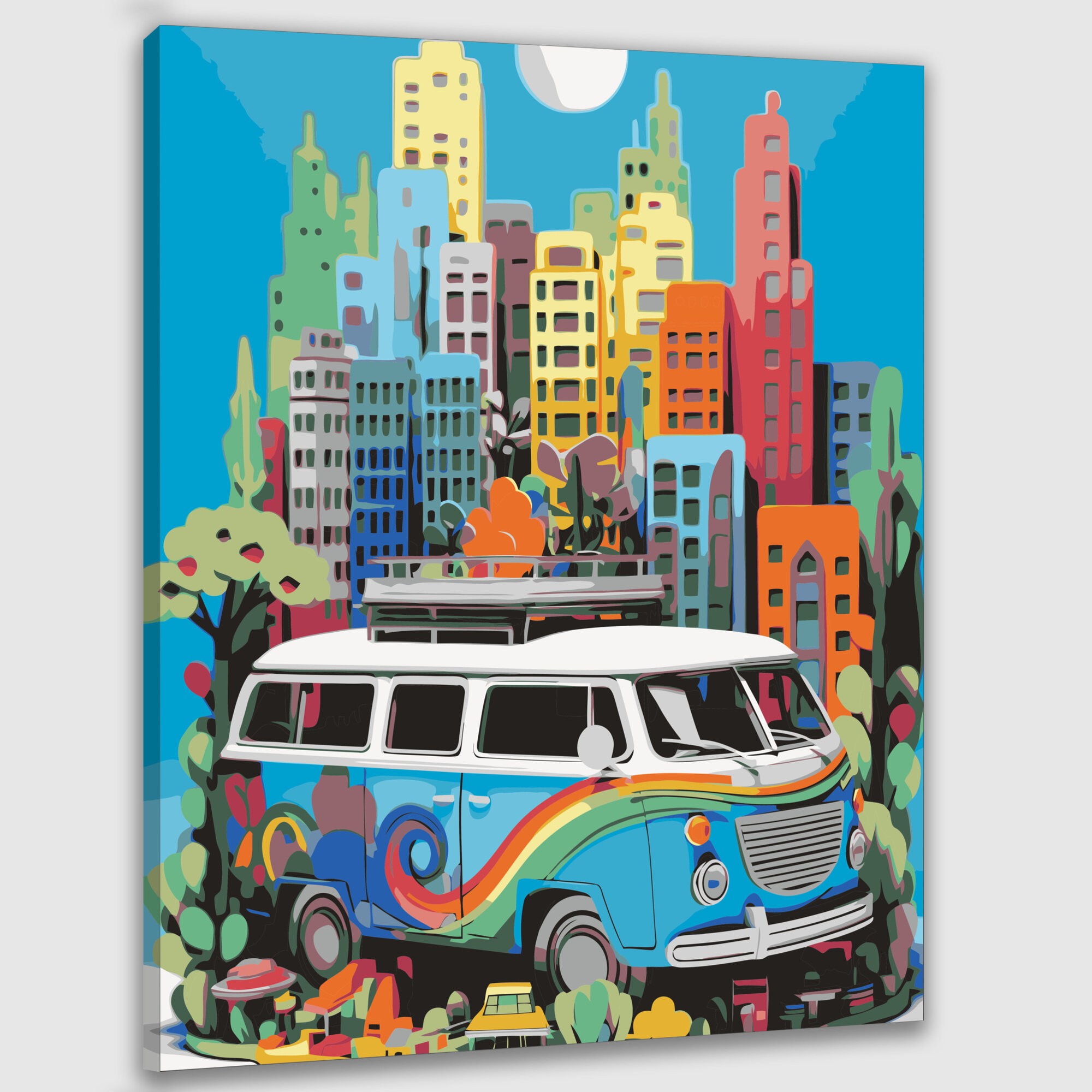 Картина по номерам 40x50 см, Мystery Machine, бумажная поделка, трехмерный эффект, фургон, бумажная диорама