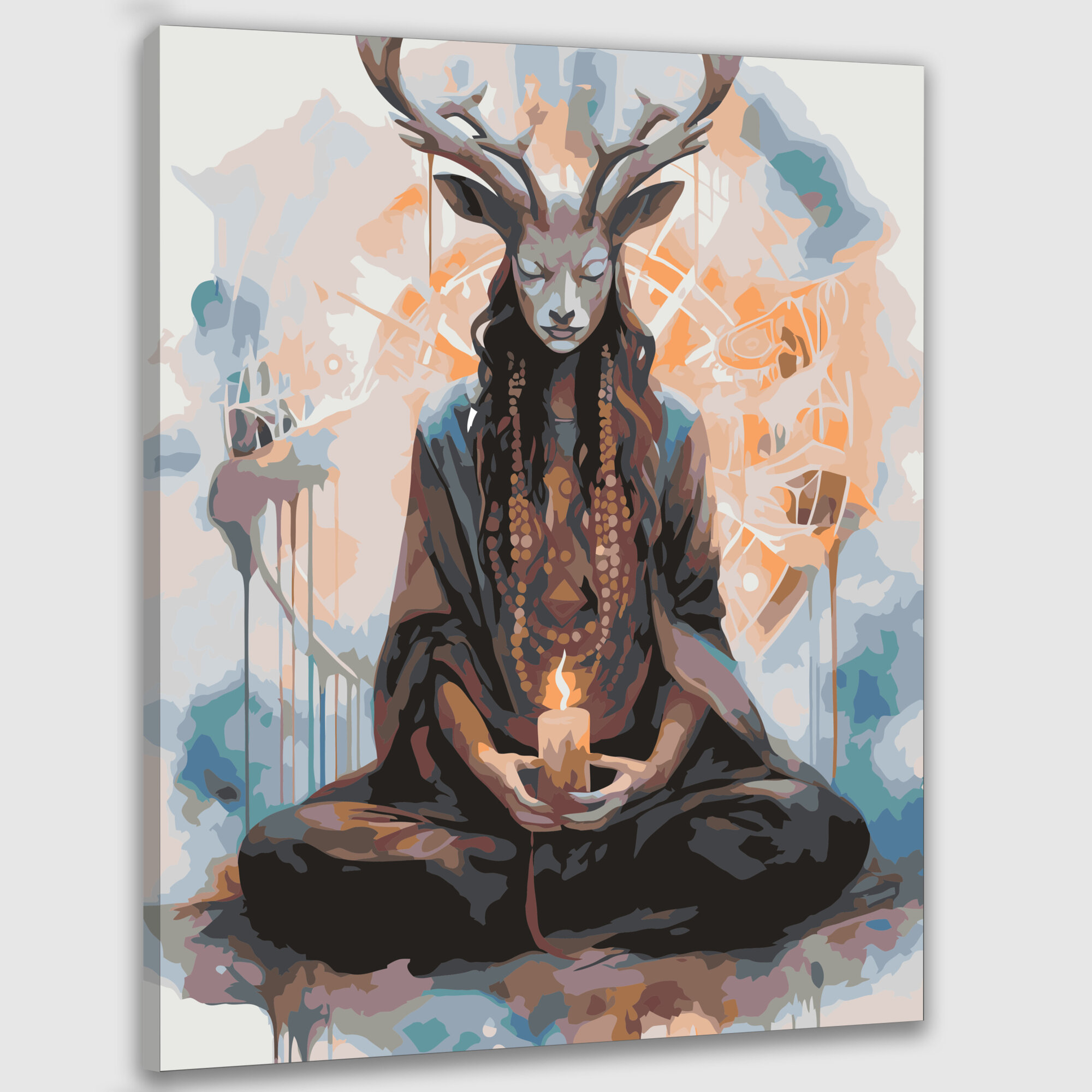 Картина по номерам 40x50 см, акварельная иллюстрация, шаман, ритуал исцеления, церемониальные одежды