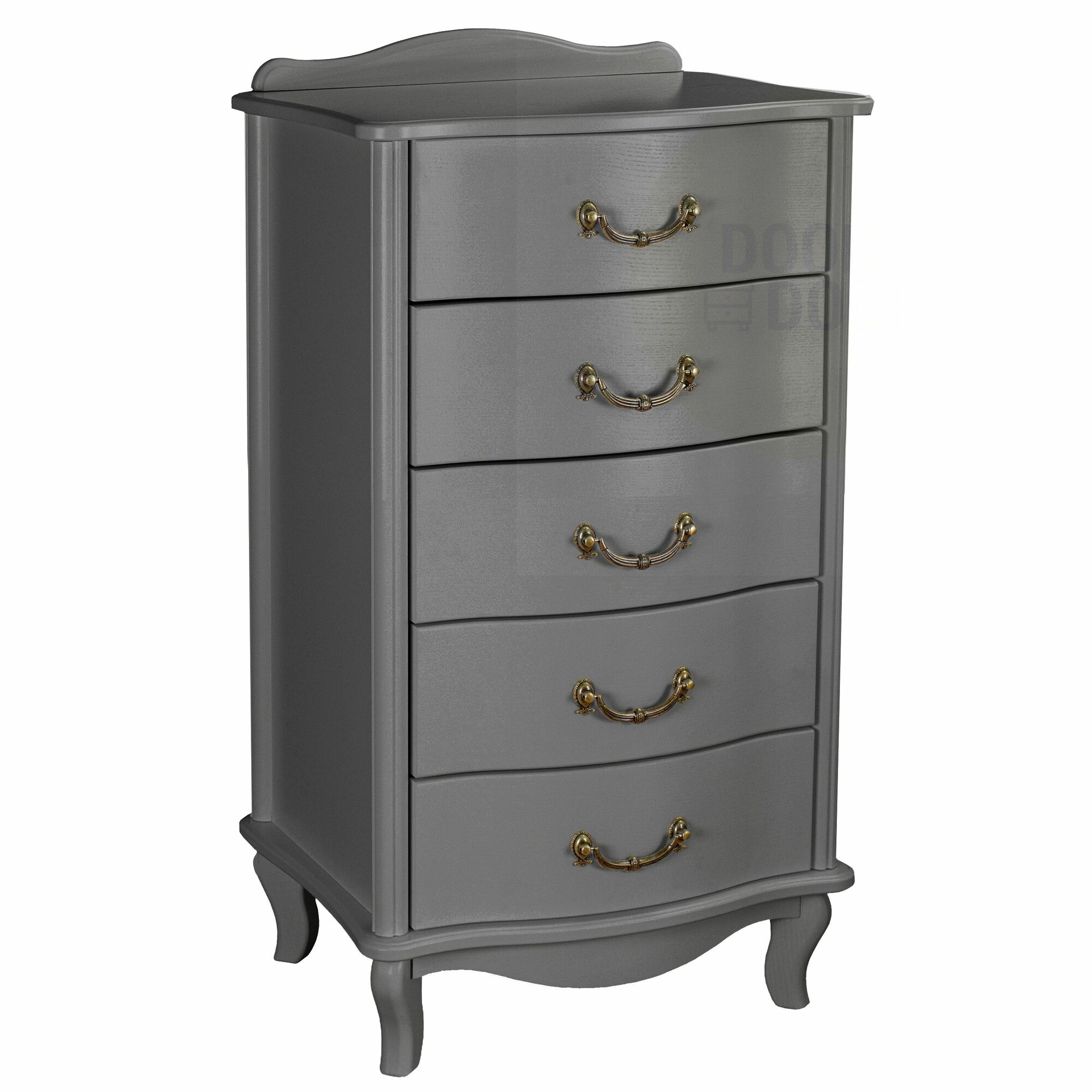 Комод Джульетта узкий, МДФ, серый ясень, 49,8х92,5х40,4 см, 5 ящ.