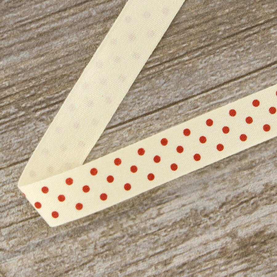 Лента хлопковая на картонной мини-катушке Точки 5 м красный HEMLINE VR15.024