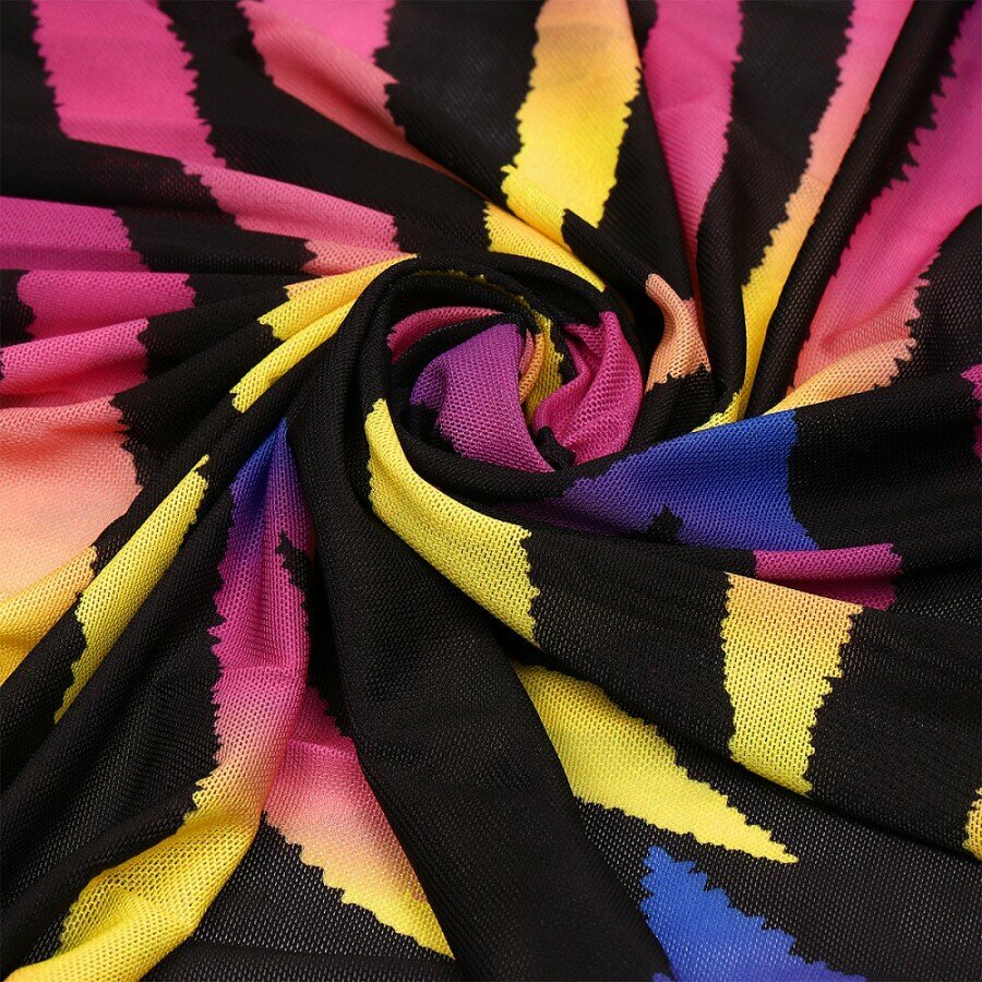 Сетка эластичная T-066 120г/м² ш.150см цв.1 цветная полоска уп.1м