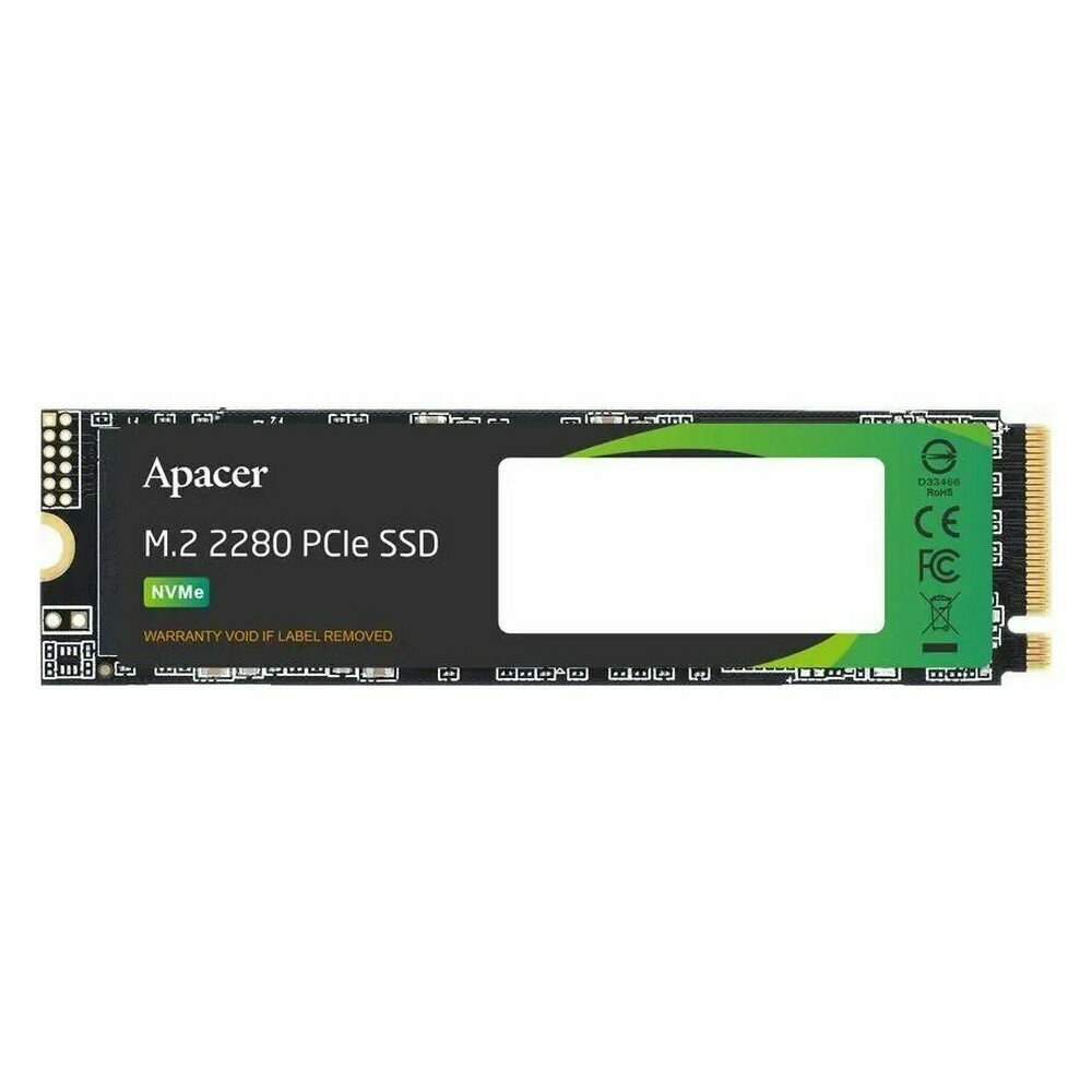 Накопитель SSD APACER 512Gb AS2280P4X (PCI-E 3.0 x4, M.2 2280, NVMe, R/W 2100/1500Mb/s, 3D NAND, MTBF 1.8M, 200TBW, RTL) (AP512GAS2280P4X-1)