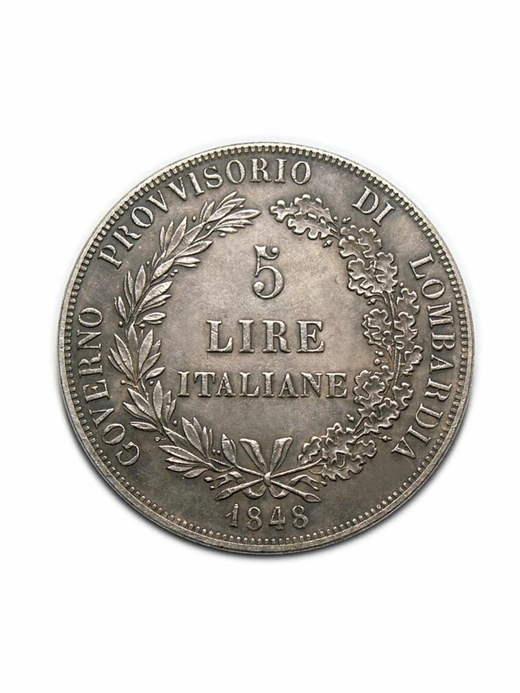 Памятная монета 5 лир 1848 года Венеция и Ломбардия сувенирная копия монеты, нумизматика, деньги для коллекции