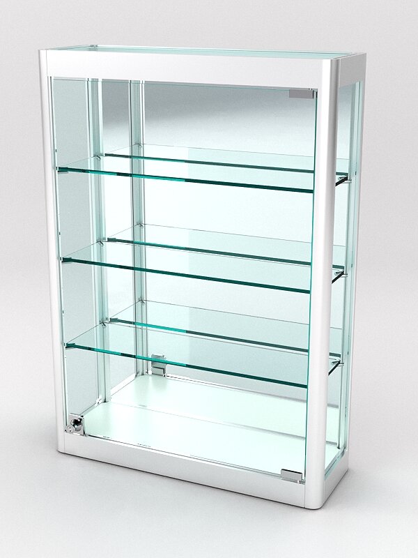 Витрина из профиля настенная "вайб ИКС" №2-3П-З-170 (задняя стенка Зеркало), Белый