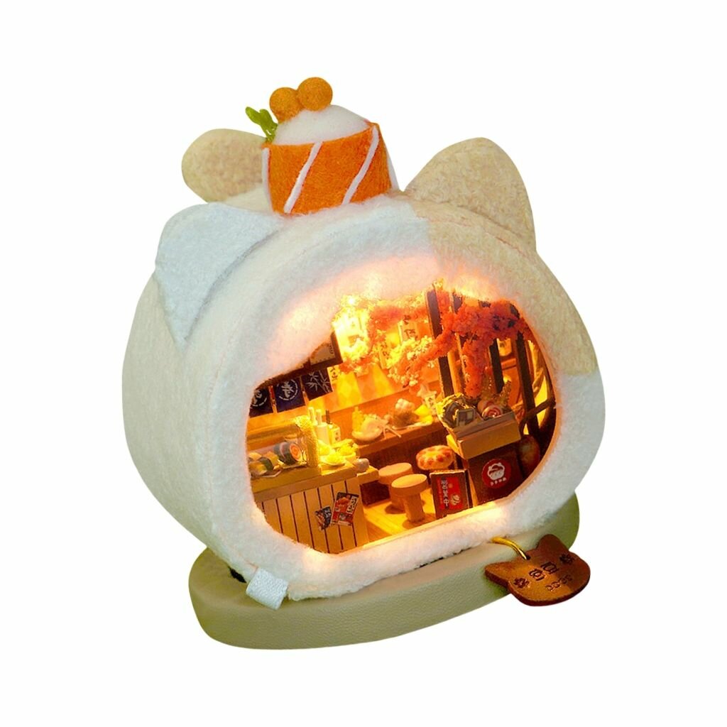 Аксессуары для кукол и игрушек, TH42 Meow Meow Sushi Restaurant DIY House Модель дома ручной работы, 1 комплект