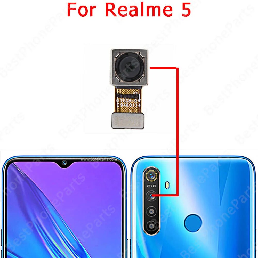 Фронтальная камера для селфи Realme 5 Pro 5i 5Pro, модуль камеры заднего вида с гибким Realme 5 Main