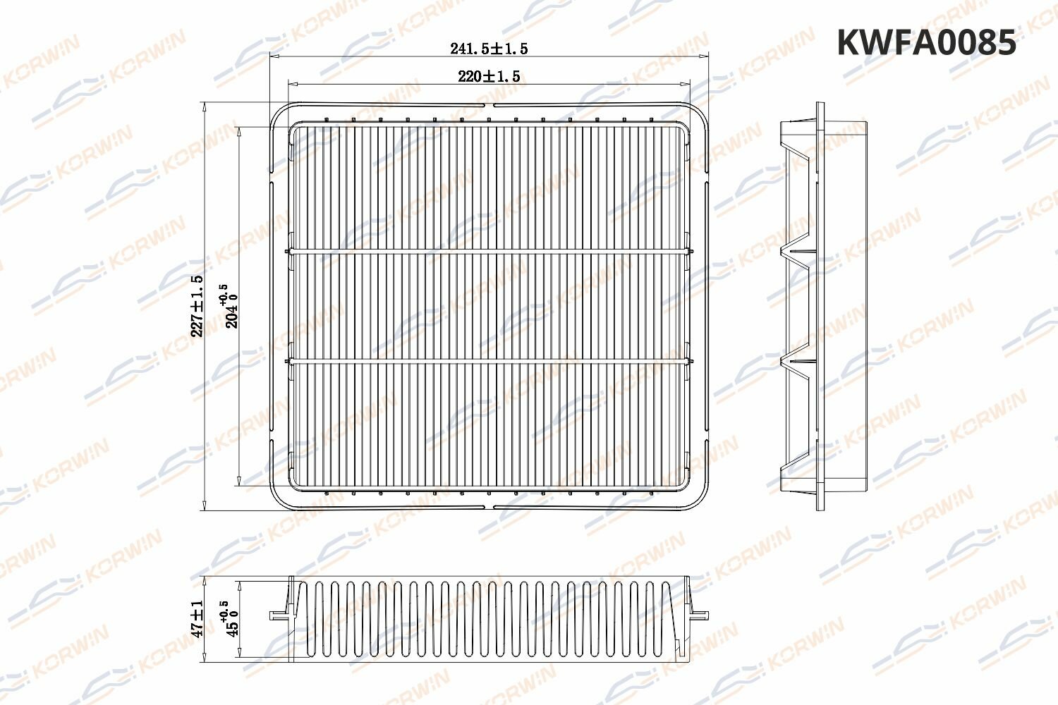 Фильтр воздушный для Джили Атлас (NL-3) 1.8, 2.0, 2.4 18-Geely Atlas (NL-3) 1.8, 2.0, 2.4 18- артикул KWFA0085 производителя KORWIN