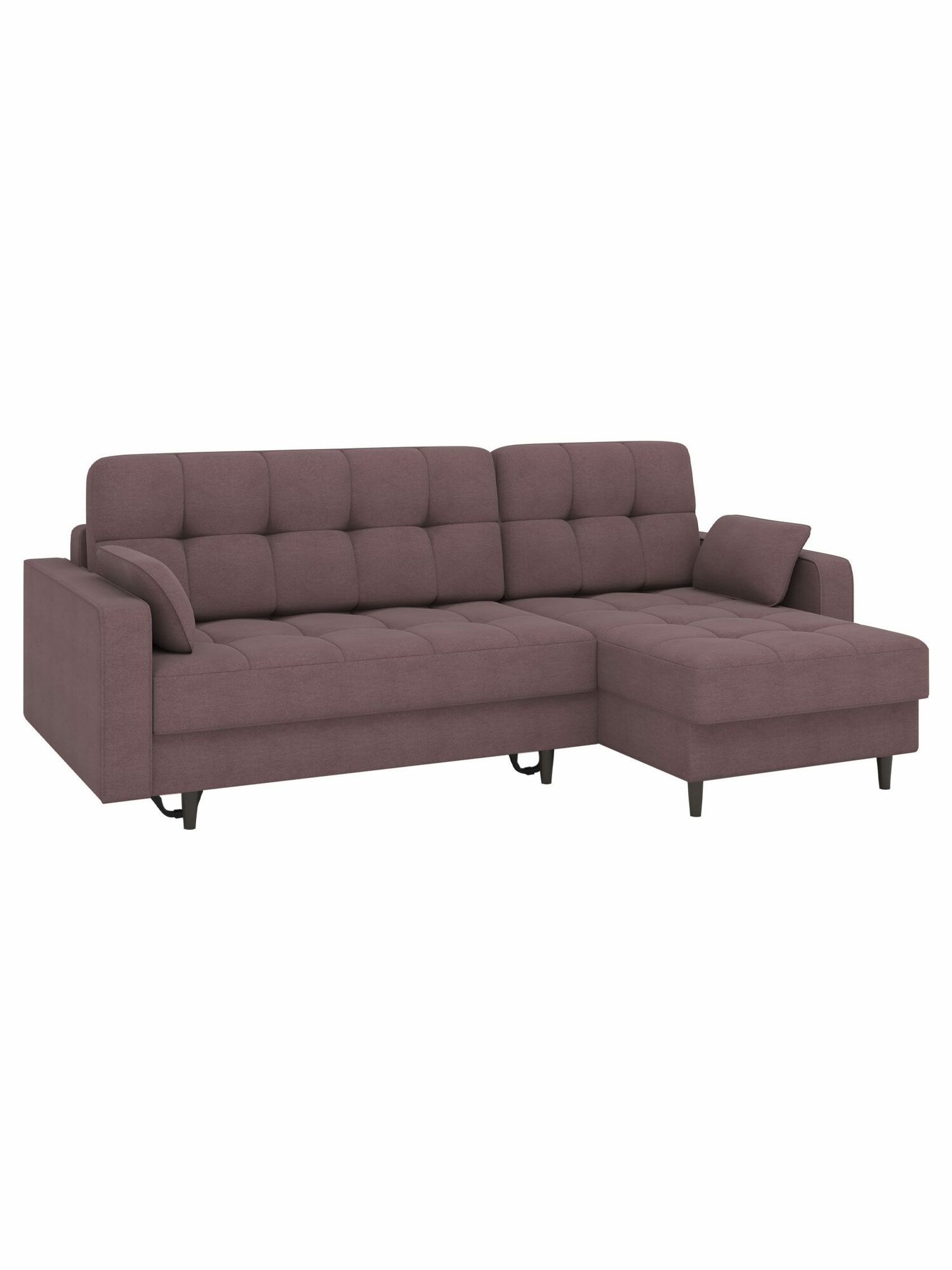 Диван кровать угловой Палермо независимый пружинный блок, раскладной, тик-так, с ящиком для хранения, со съемными подушками, 152х207 см спальное место, Коричневый, шенилл