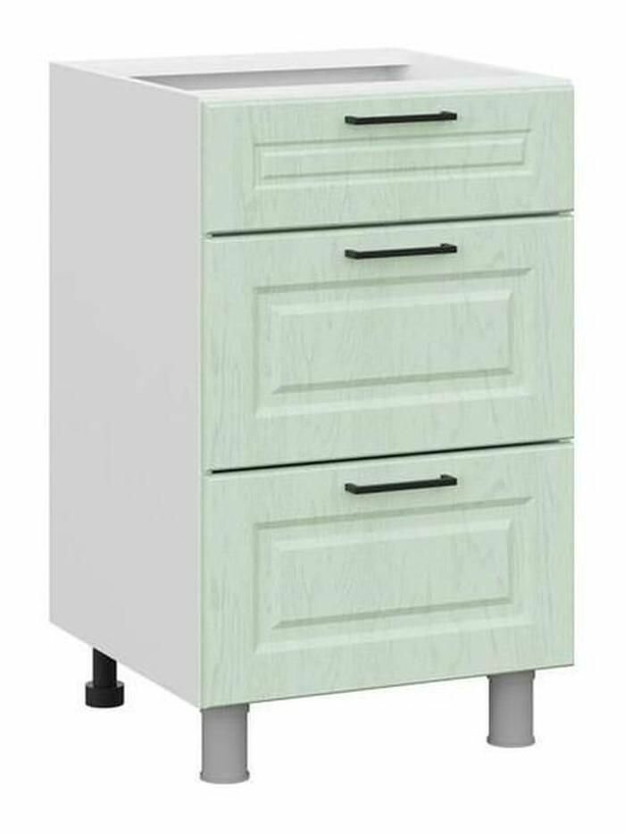 Кухонный модуль напольный, стол Шервуд с ящиками, 50х50.6х82.4 см, Белый / Шато мята