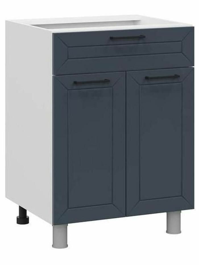 Кухонный модуль напольный, стол Сектор с полками, с ящиками, с доводчиками, 60х50.6х82.4 см, Белый / Океания