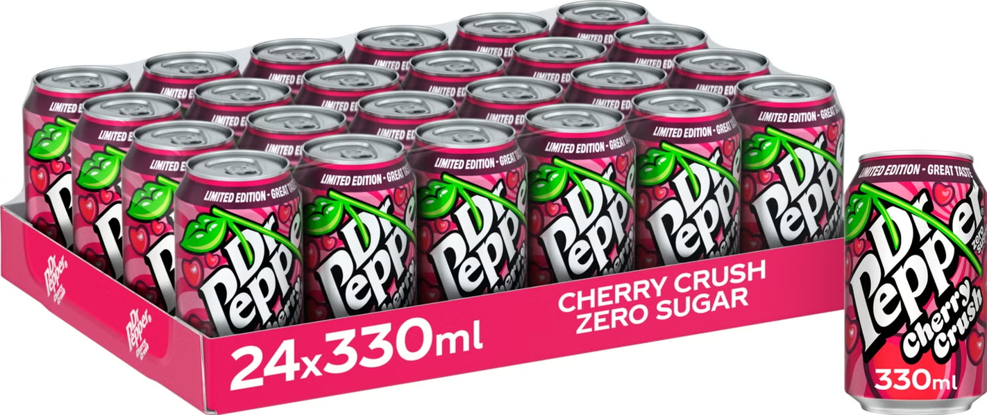 Dr. Pepper 0,33л.*24шт. Cherry Zero ЖБ Великобритания Др Пеппер