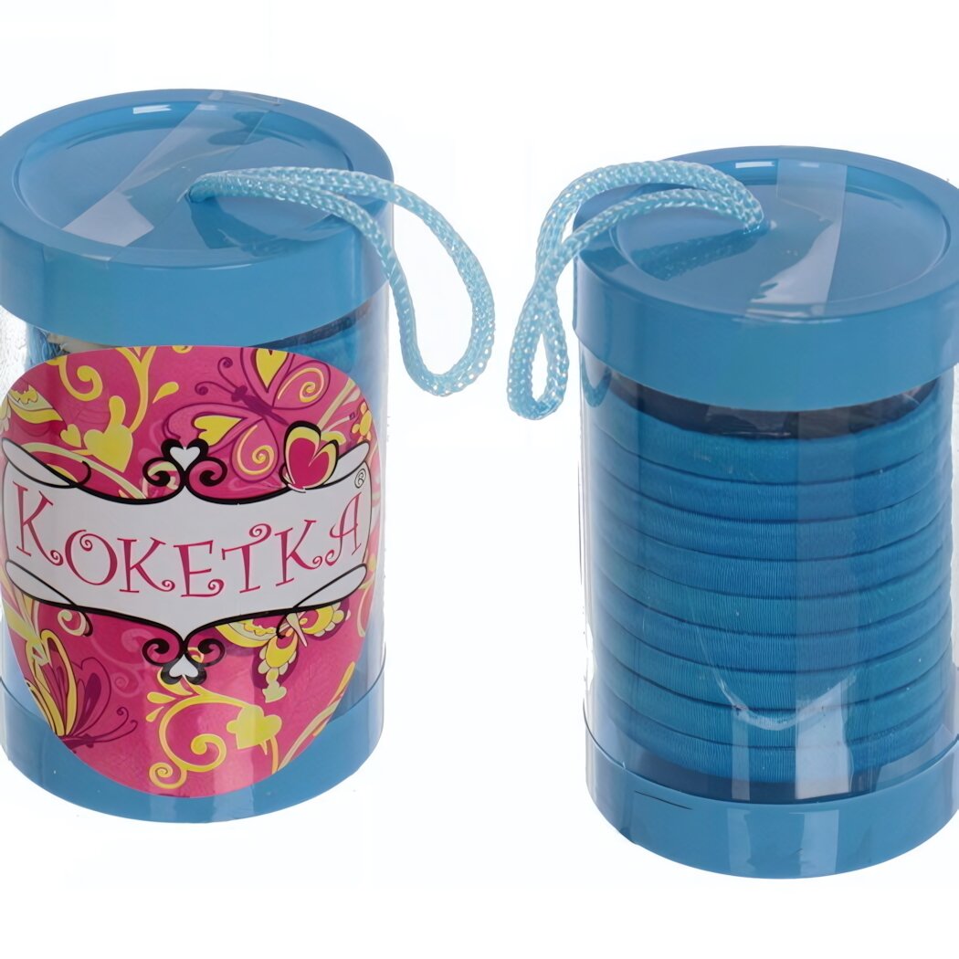 Резинки для волос детские в тубе 9шт «Кокетка», голубые, d-4см