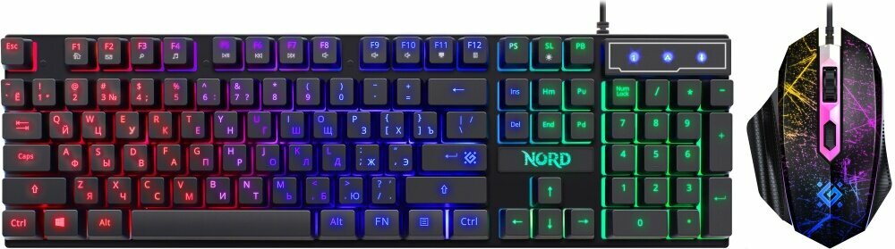 Defender Комплект клавиатура + мышь Defender GS-959 Nord 52959, подсветка, черный (USB) (ret)