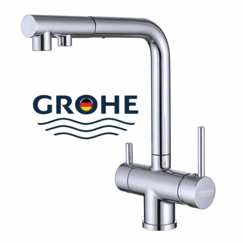 Grohe выдвижной смеситель для горячей и холодной воды, кухонная раковина, раковина для посудомоечной машины, смеситель с двойным