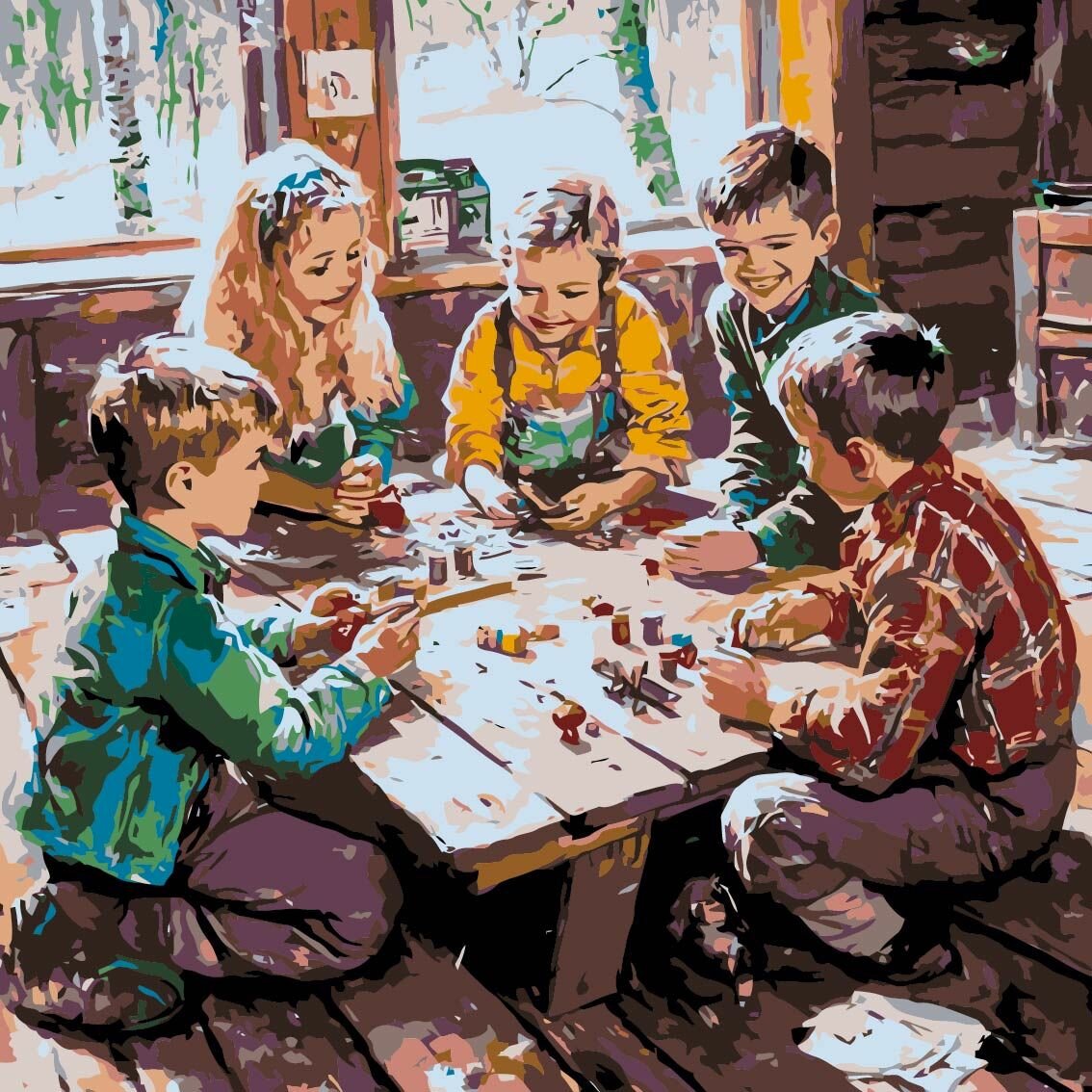 Картина по номерам R-356 "Дети играют в СССР" 40х40 см