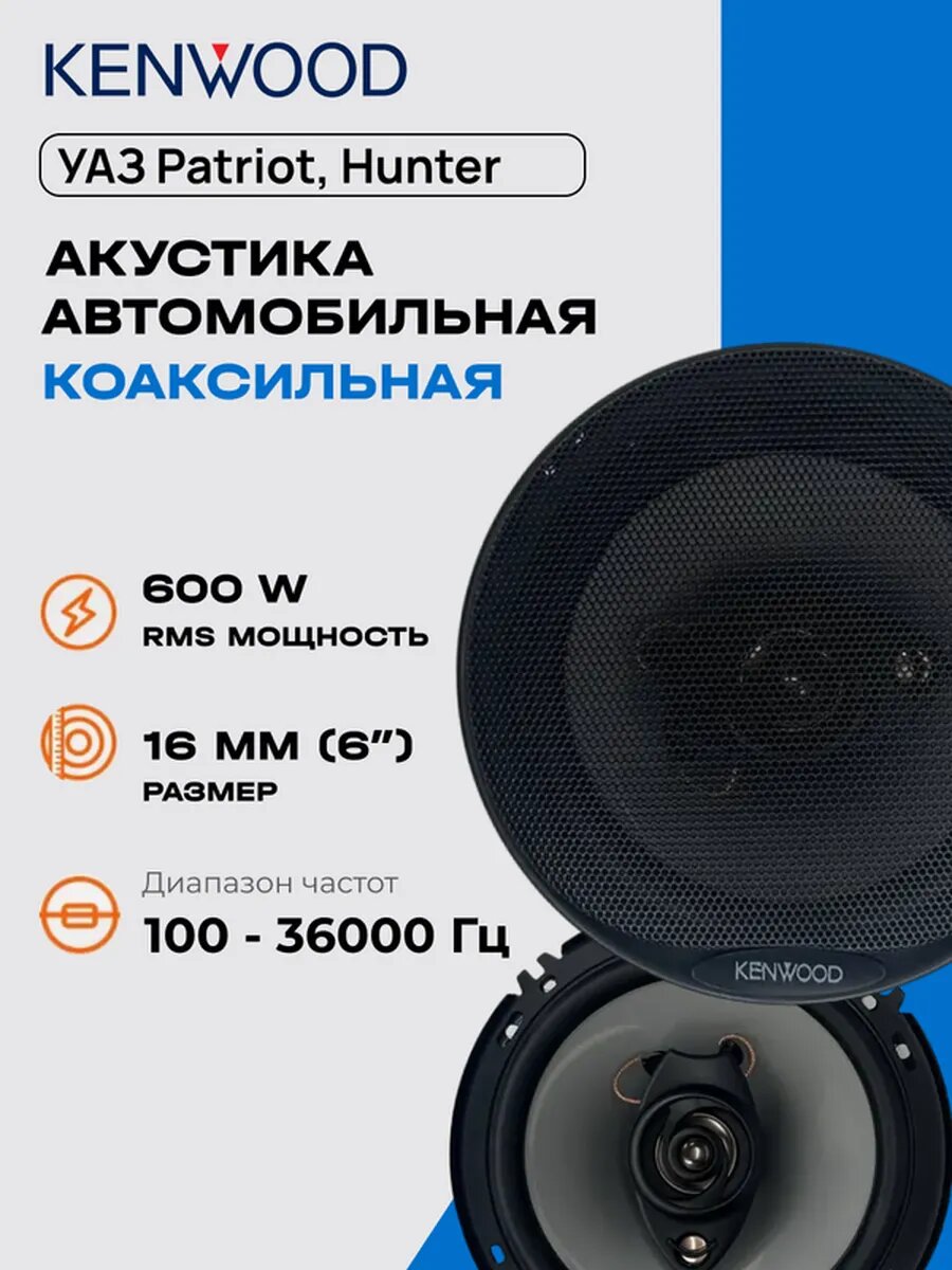 Автомобильные колонки Kenwood 6 дюймов 500W