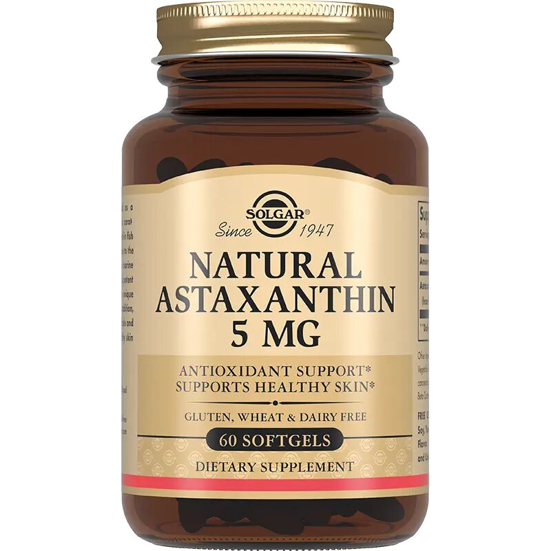 Solgar Натуральный Астаксантин 5 мг из микроводоросли / Natural Astaxanthin 5 mg Softgels капсулы массой 255 мг 60 шт