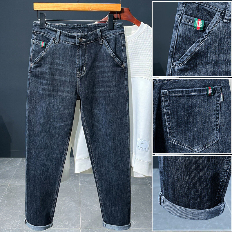Охоты Брюки JYL Брюки джинсовые мужские Чистый цвет Осень-зима корейский конусный эластичный прямой