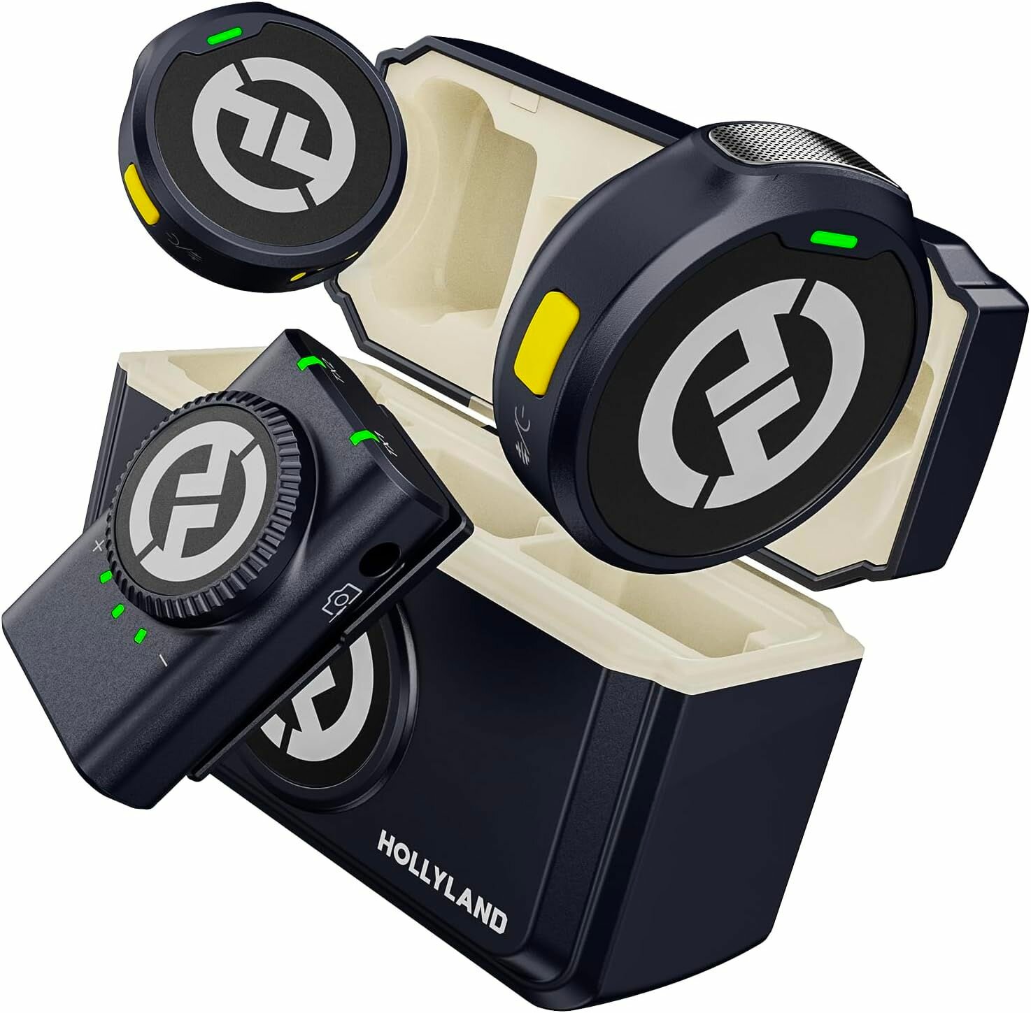 Hollyland Микрофон Hollyland Lark M2 Набор Комбо, микрофон петличный беспроводной для телефона камеры компьютера, 2 передатчика+3 приемника, черно-серый