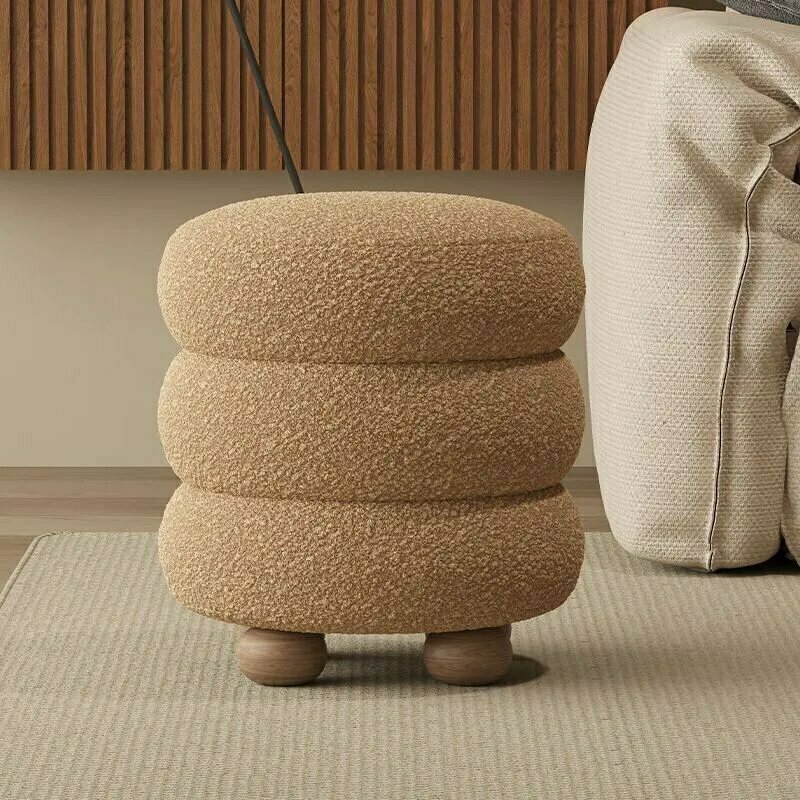 Пуф "Букле", овальный, искусственный овечий флис, 40см x 40см