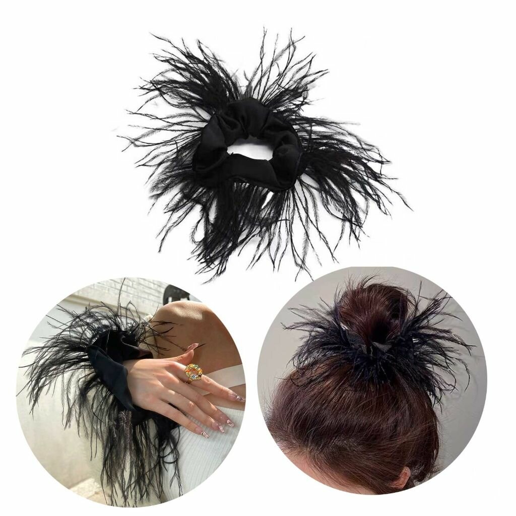 Атласное кольцо для волос в толстой кишке-черный