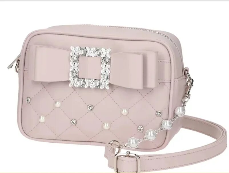 Сумка Liz в японском стиле Mine Lolita Love со стразами и бантом, сумка через плечо для женщин и девочек, милая розовая сумка из искусственной кожи в форме сердца Розовый, pink style B