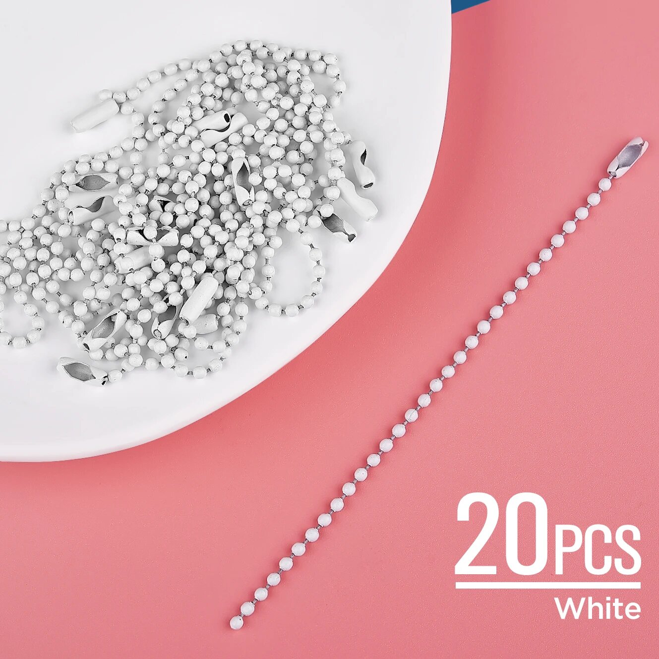 Цепочки из бисера металлические 20 шт. Белый, 01