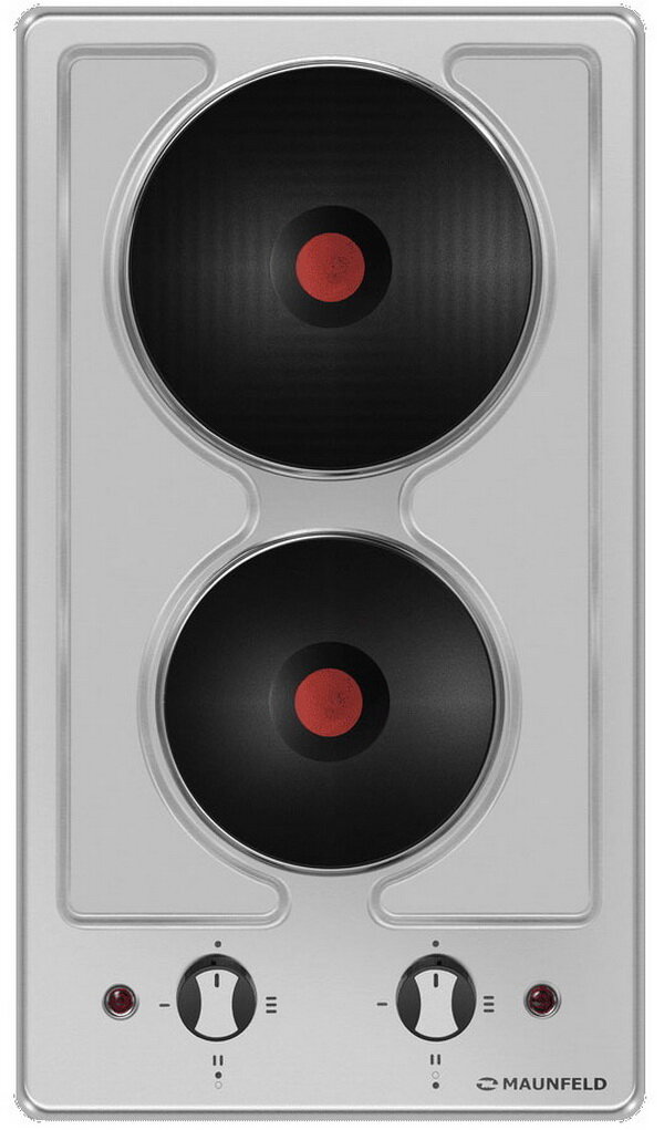 Электрическая варочная панель Maunfeld EEHS.32.4S 29 см, 2 конфорки нержавеющая сталь, серебристый