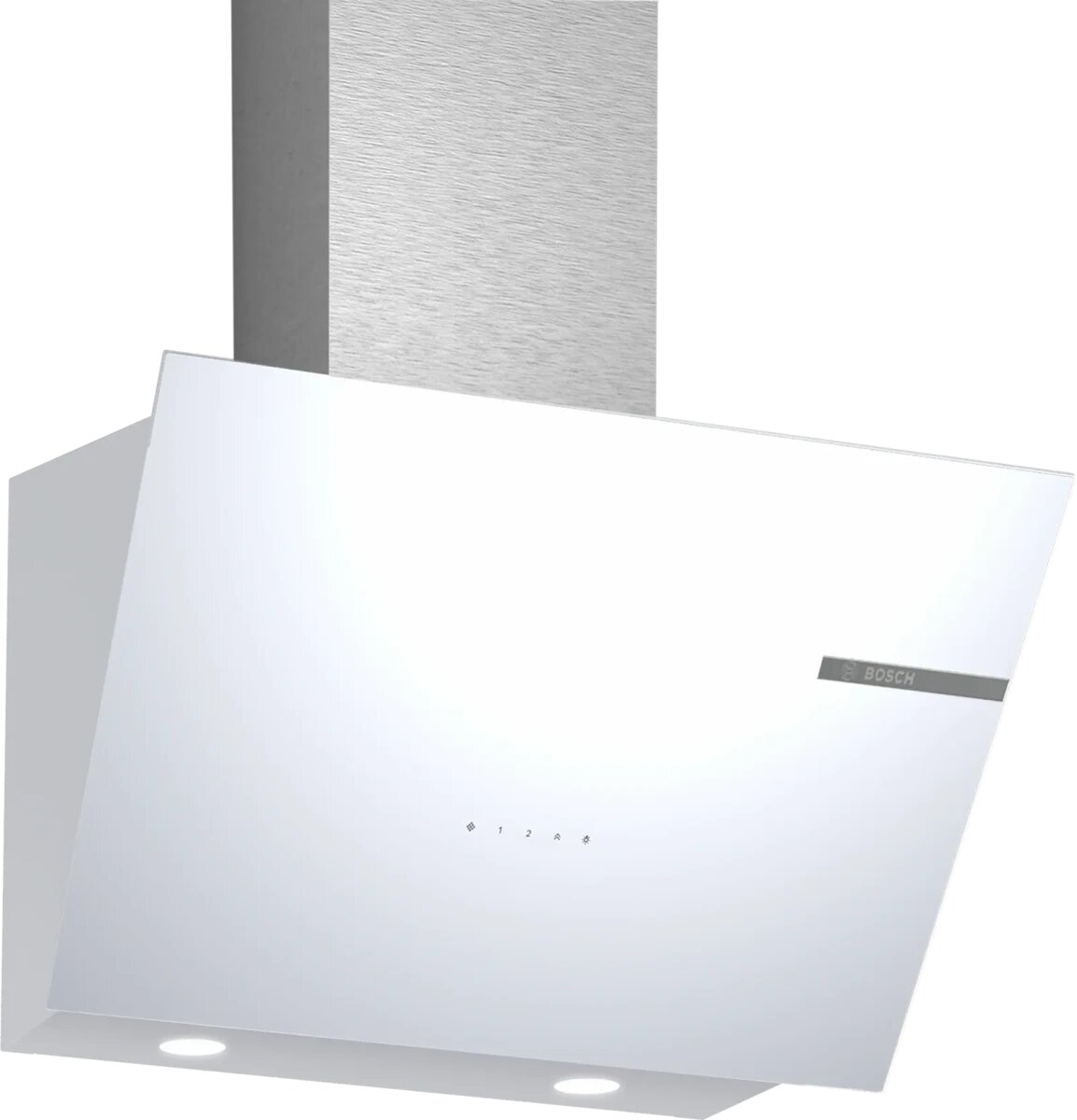 Вытяжка BOSCH DWK66PJ20T белый, мощность 210Вт, сенсорная, метал стекло, производительность 700куб. м/ч
