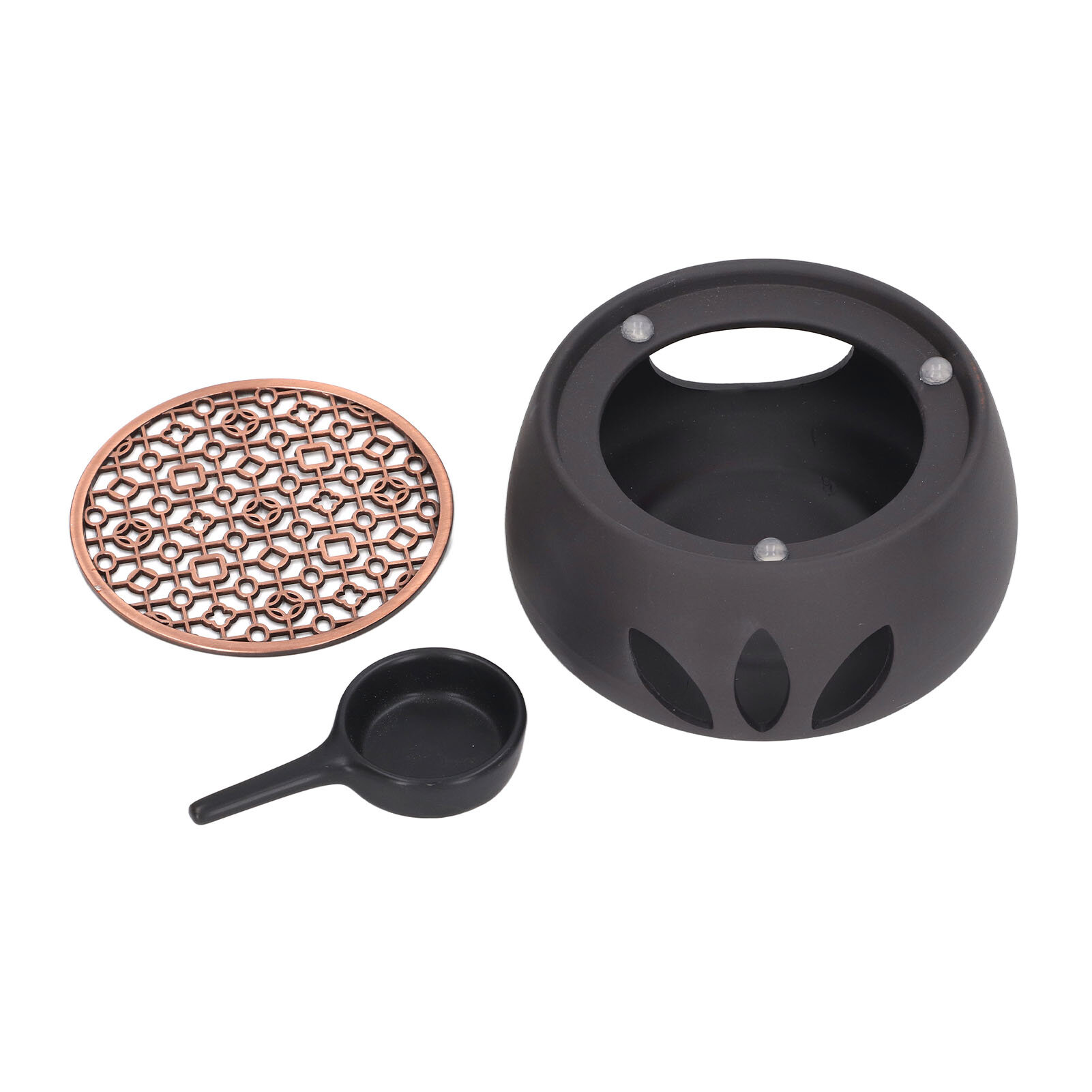 Керамическая подставка для подогрева чайника с фиолетовой железной подставкой, нагреватель для свечей для чая, кофе и молока, черная светодиодная подставка для домашнего использования.