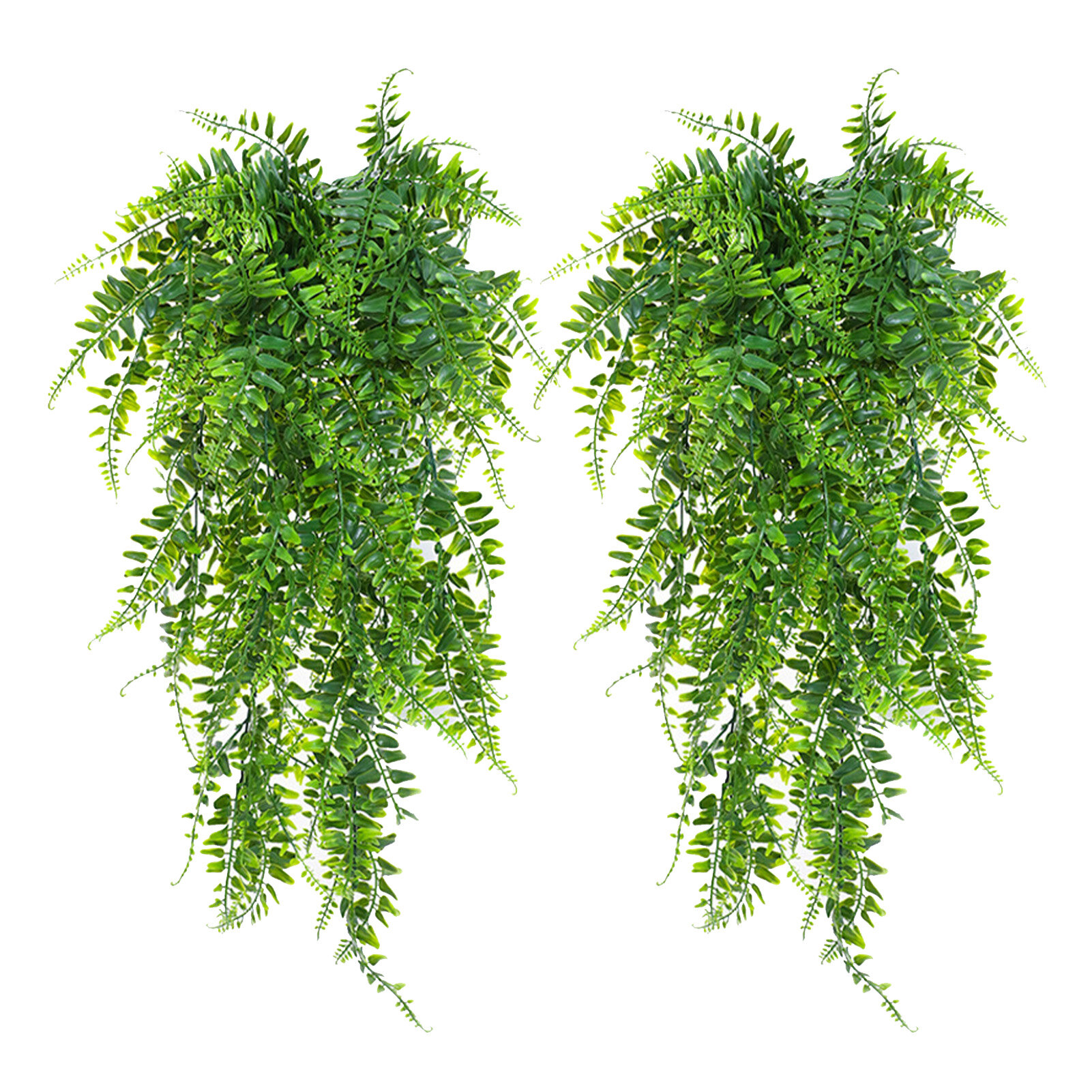 2pcs Artificial Hanging Plants Fern Plastic Green Fake Wall Ferns for Garden Wedding Decoration