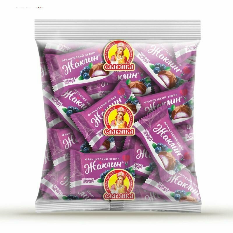 Конфеты Славянка Жаклин глазированные французский зефир со вкусом Черника-йогурт, 1 кг