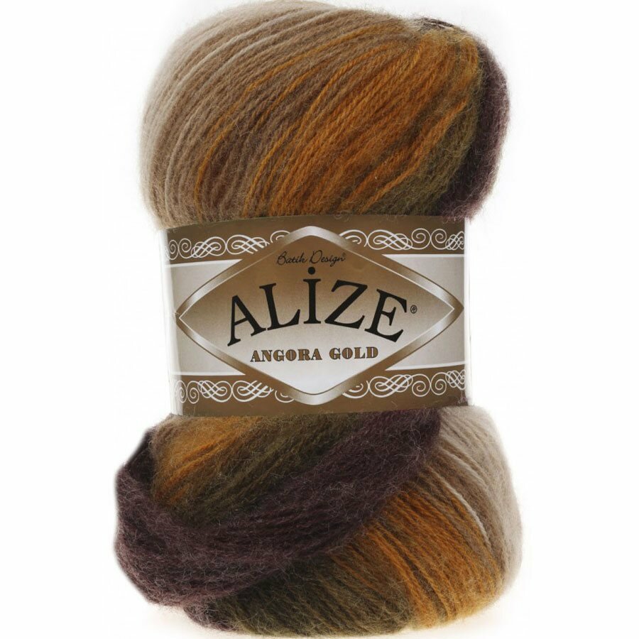 Пряжа Alize ANGORA GOLD BATIK 5850 зел/фиолет/беж (5 мотков)