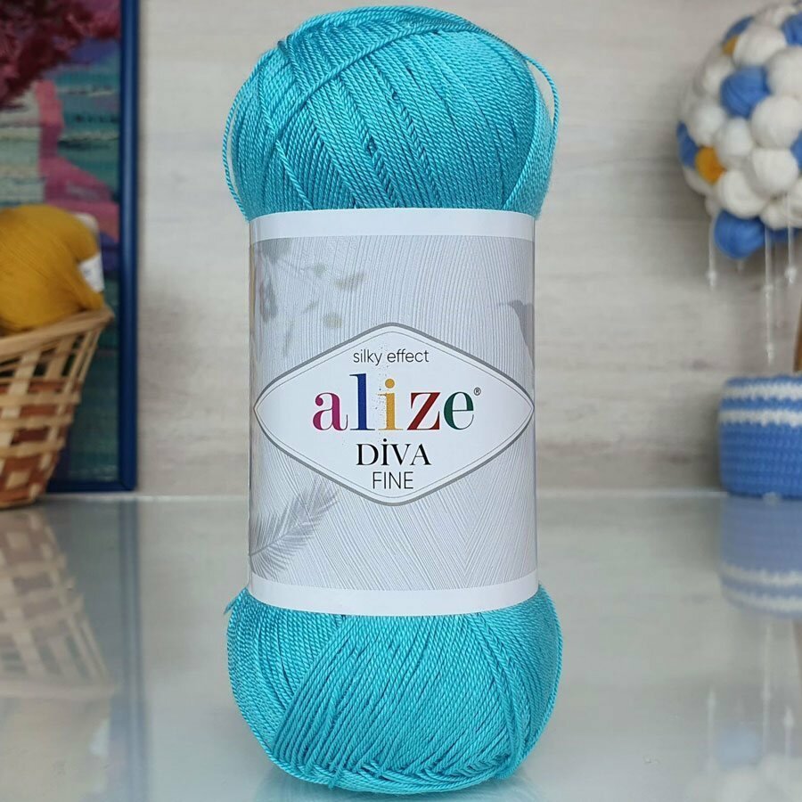 Пряжа Alize DIVA FINE 376 зеленая бирюза (5 мотков)
