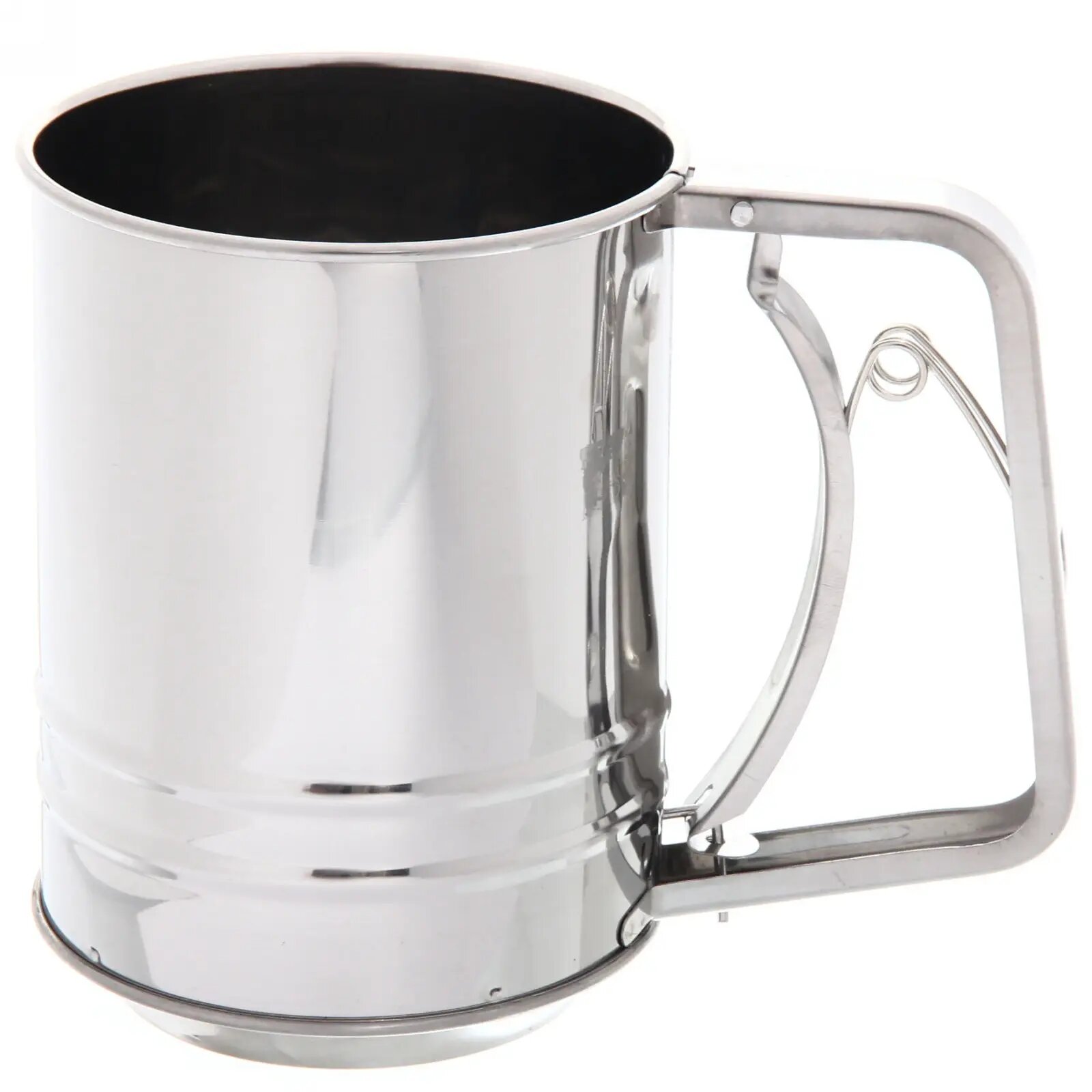 Кружка-сито металлическая 9,5*13см, удобное просеивание муки, нержавеющая сталь