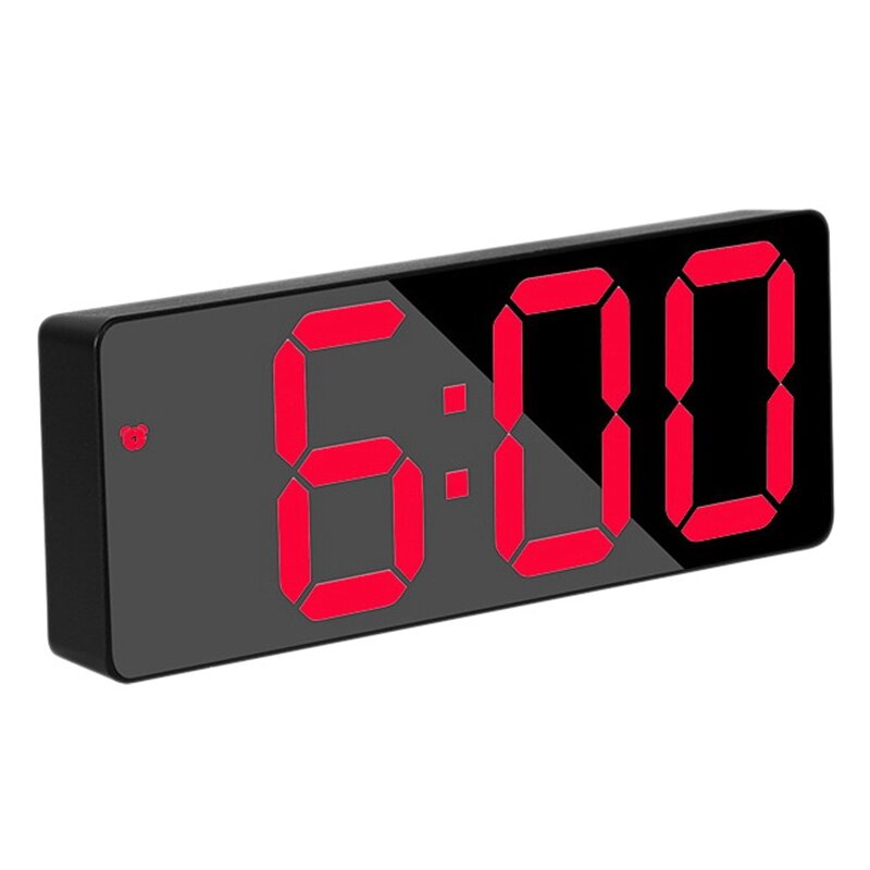 Цифровой будильник на прикроватной тумбочке с красным светодиодом, дорожные часы с 12/24-часовым форматом даты, температуры и повтора сигнала для спальни, портативный для дома, черный
