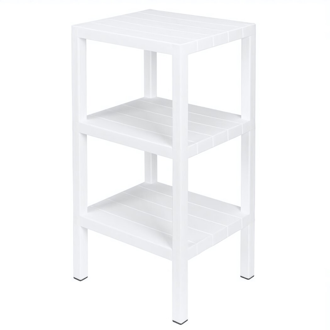 Этажерка пластиковая 'Nature' 3 полки, белая, 384х330х725 мм, для ванной и кухни