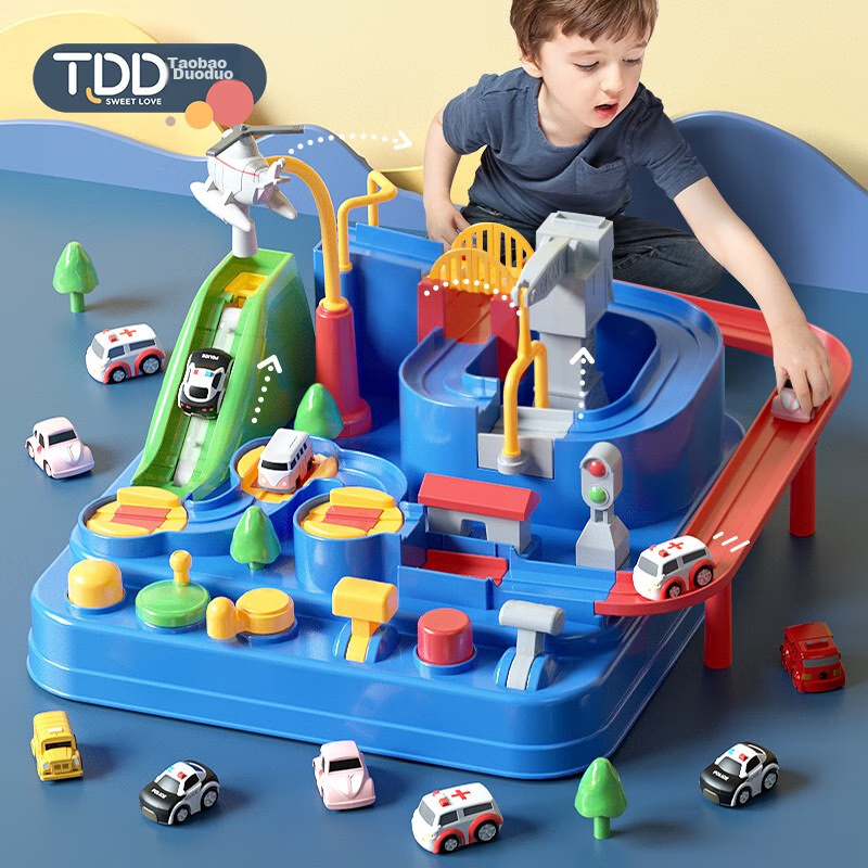 Комплект детских гоночных машинок Taodudu для детей 3-8 лет с 5 автомобилями + самолетом + парковкой для творческих