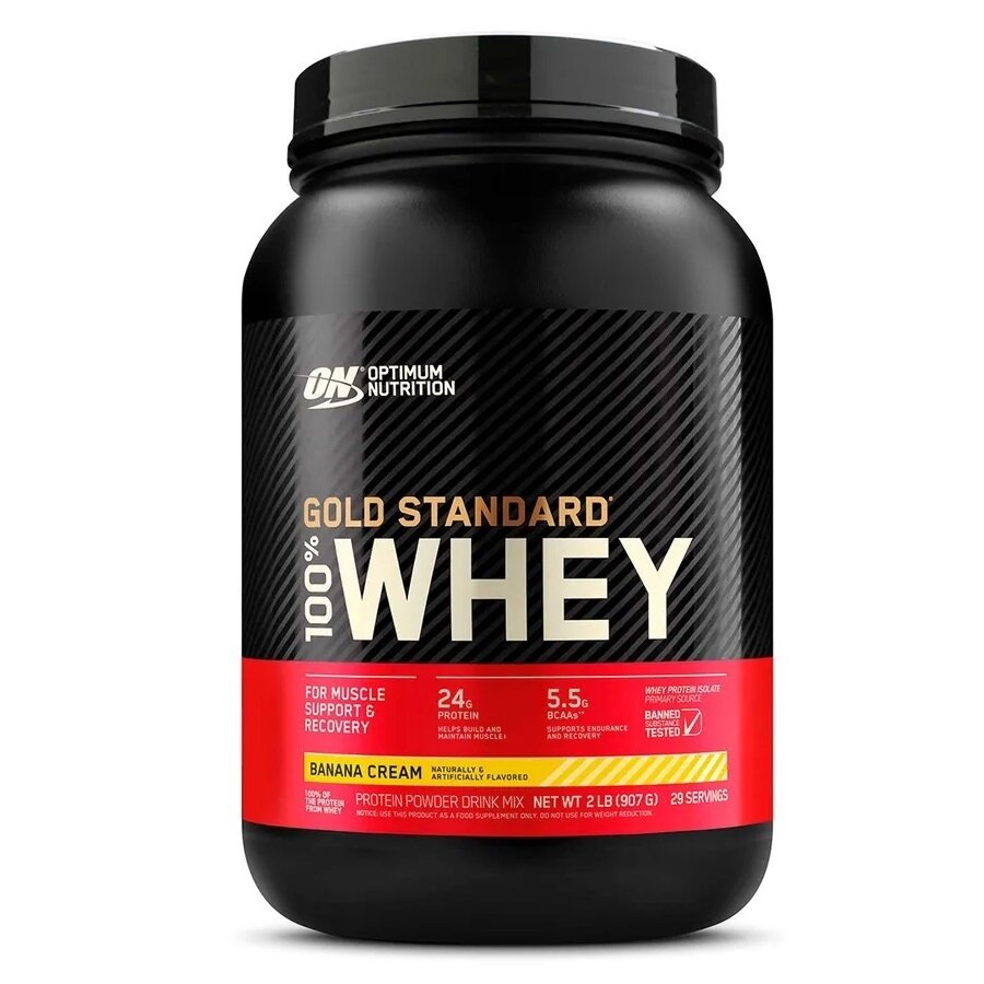 Сывороточный протеин премиум класса 100% Whey Gold standard 909 гр 1,9 - 2lb (Optimum Nutrition) Банановый крем