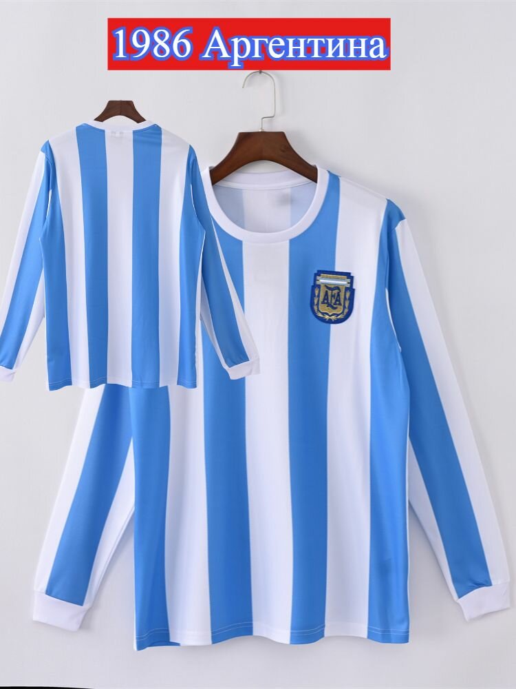 Ретро: Форма футбольная 1986 Аргентина Домашний стадион Короткие рукава идеальное снаряжение для памятного матча Месси Марадона