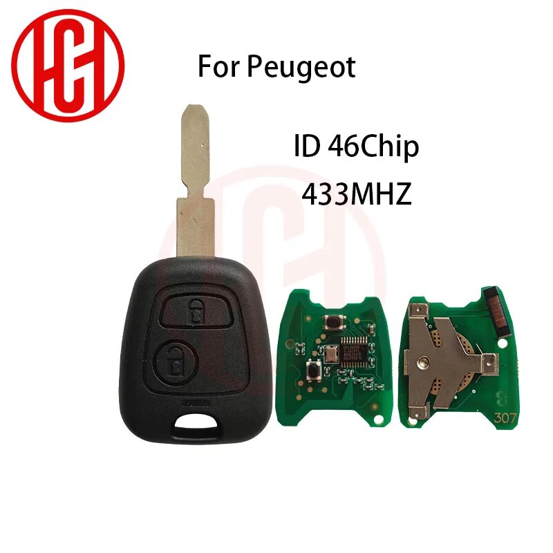 Удаленный ключ от автомобиля PCF7961 NE78 Лезвие для Peugeot 406 407 408 607 2-кнопочный чип ID46 433 МГц NE78 Лезвие автомобильного ключа