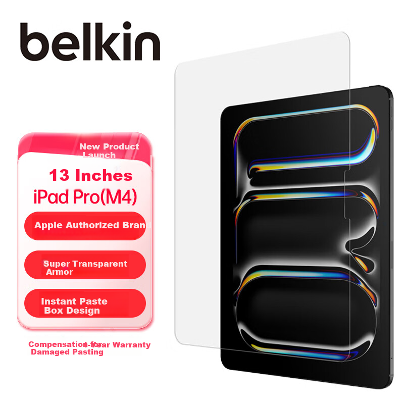 BELKIN Apple Accessories iPad Screen Protector iPad Protective Film HD Tempered Glass Film Apple Tablet Screen Protector 13-inch iPad Pro 2024 M4