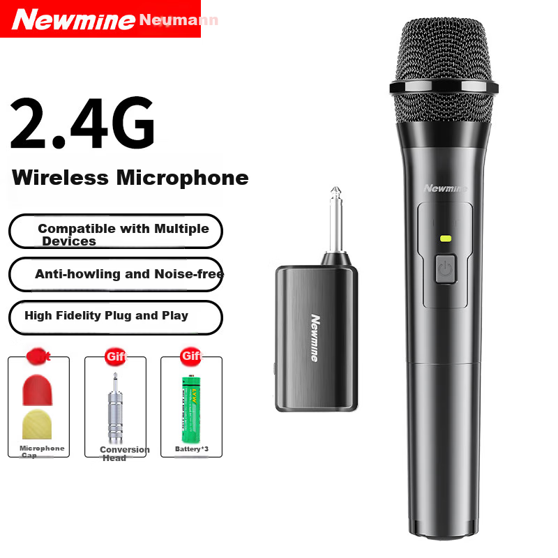 Newmine MC107 Wireless Microphone Home KTV Singing Hosting Speech Karaoke Conference Speaker Sound Amplifier FM Universal Microphone Single Mic