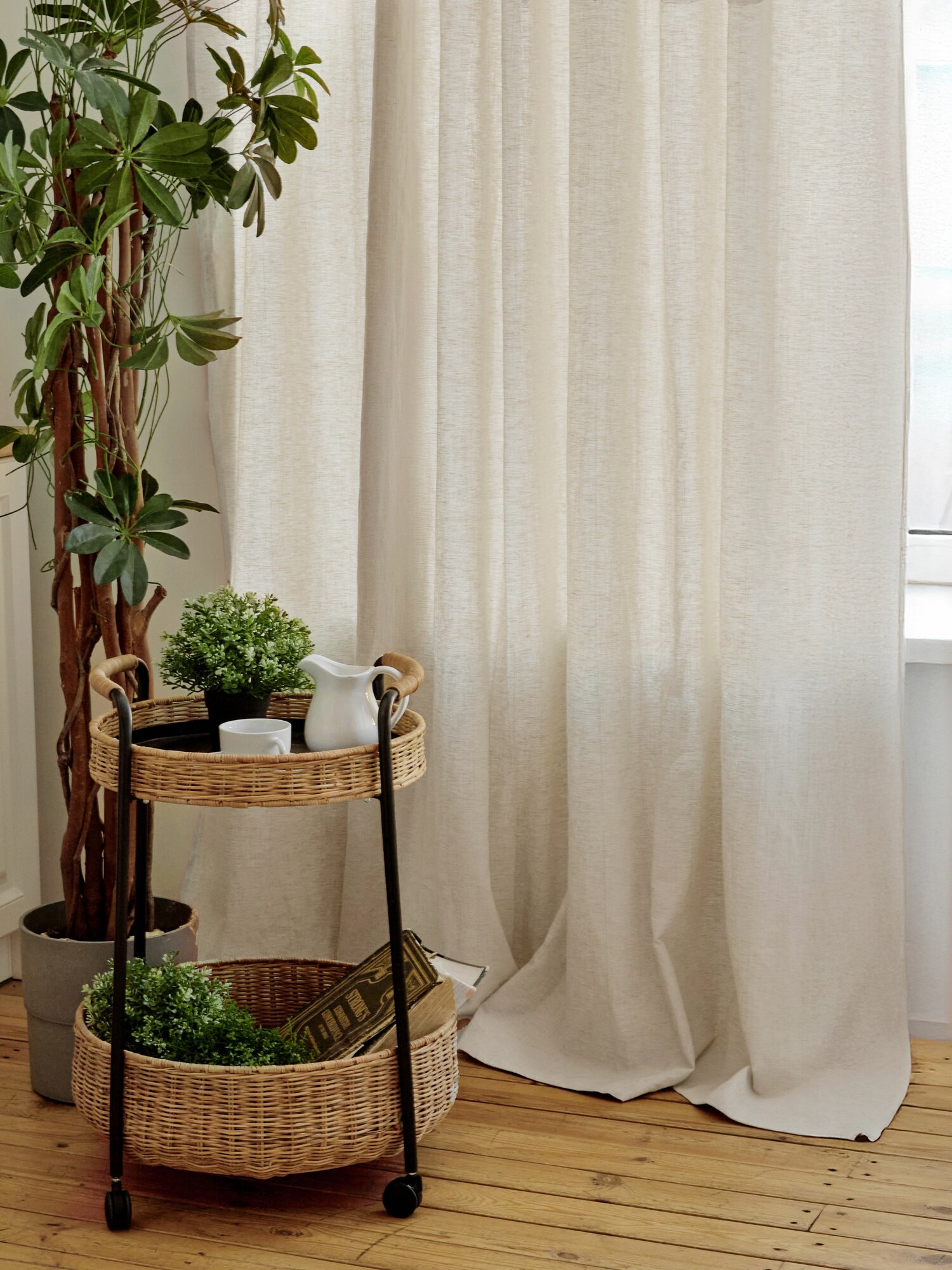 Штора для комнаты, льняная, хлопок, 180х340 см