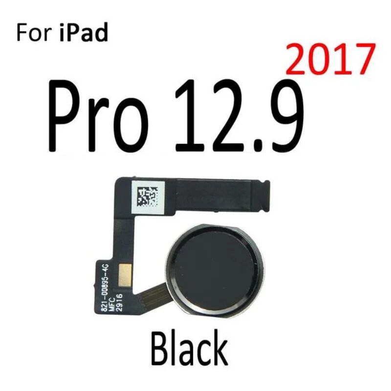 Кнопка Home для датчика отпечатков пальцев для iPad Pro 12,9 10,5 9,7, кнопка распознавания отпечатков пальцев, кнопка возврата, соединитель меню, гибкий кабель Pro 12.9 2017 Black