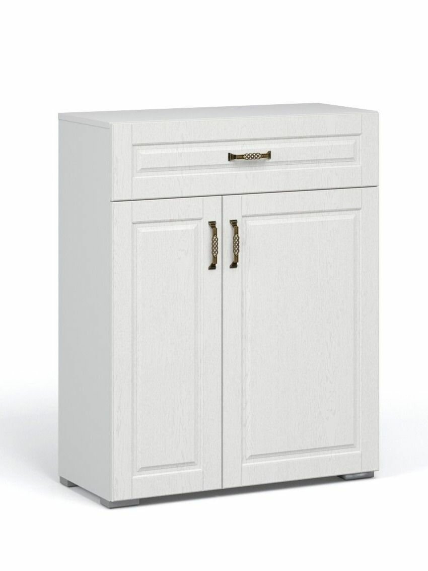 Комод в прихожую Лацио 2д1ящ белое дерево (ручка бронза)